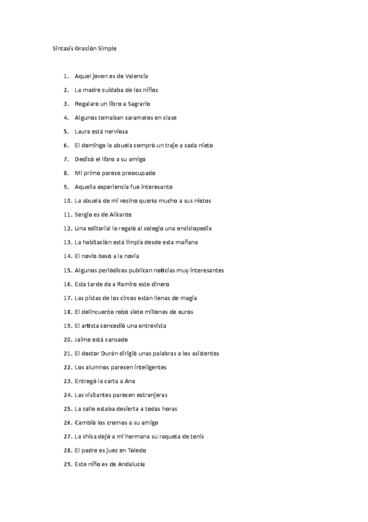 Sintaxis Oración Simple N1 - Sintaxis Oración Simple Aquel joven es de ...