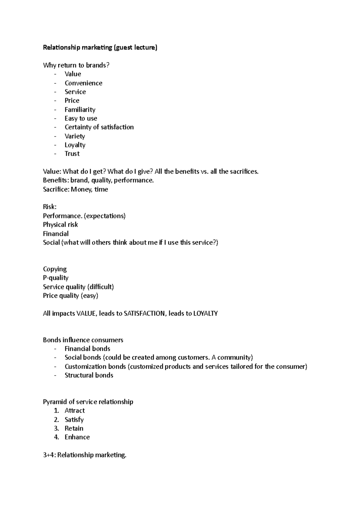 Lecture 3 (guest) relationship marketing - Relationship marketing ...