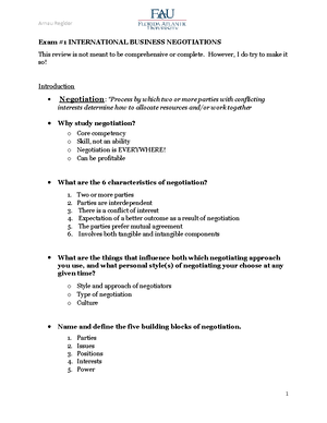 MAN 3442 Chapter 11 - Chapter 11: Team and Multiparty Negotiations International Business - Studocu