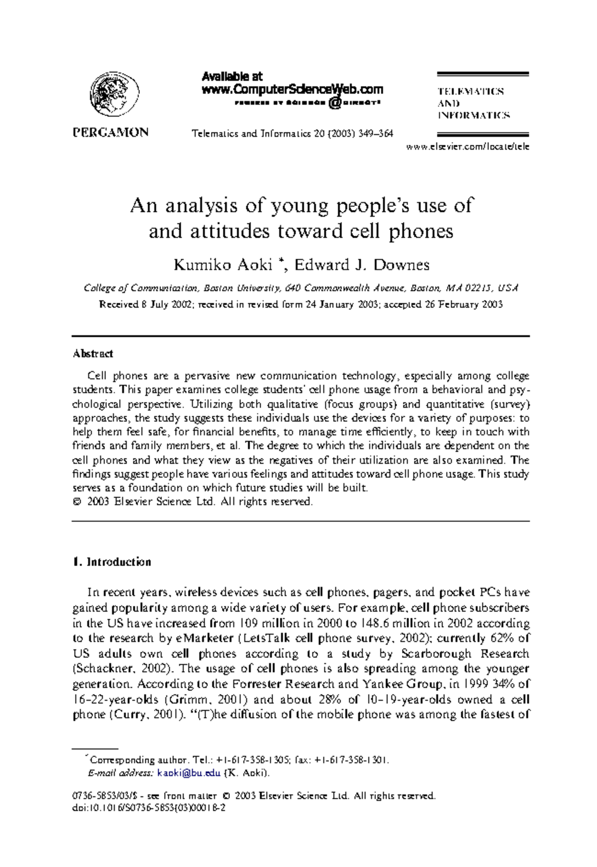 1-s2 - Research Paper - An analysis of young peopleÕs use of and ...