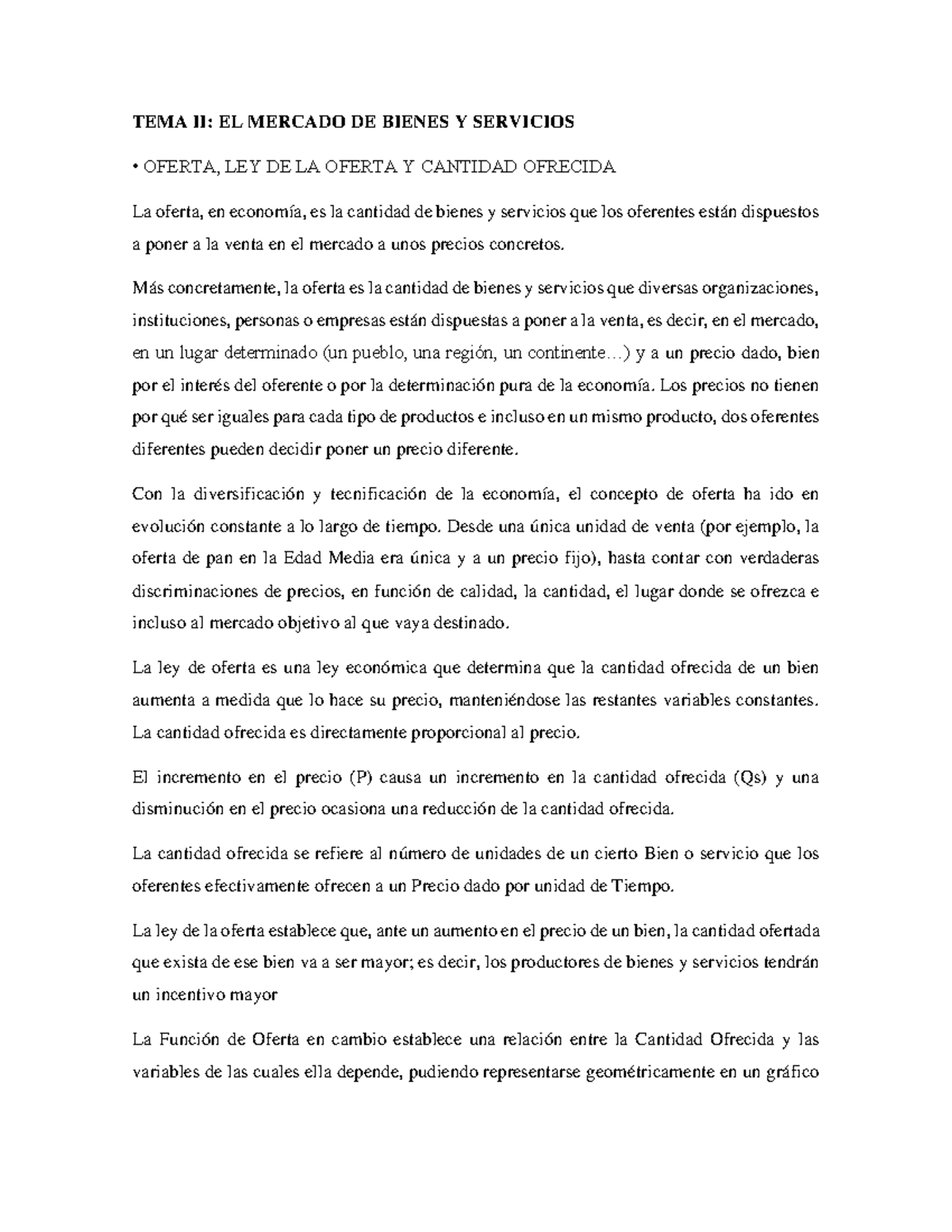 TEMA II - Economia - el mercado de bienes y servicios - TEMA II: EL ...