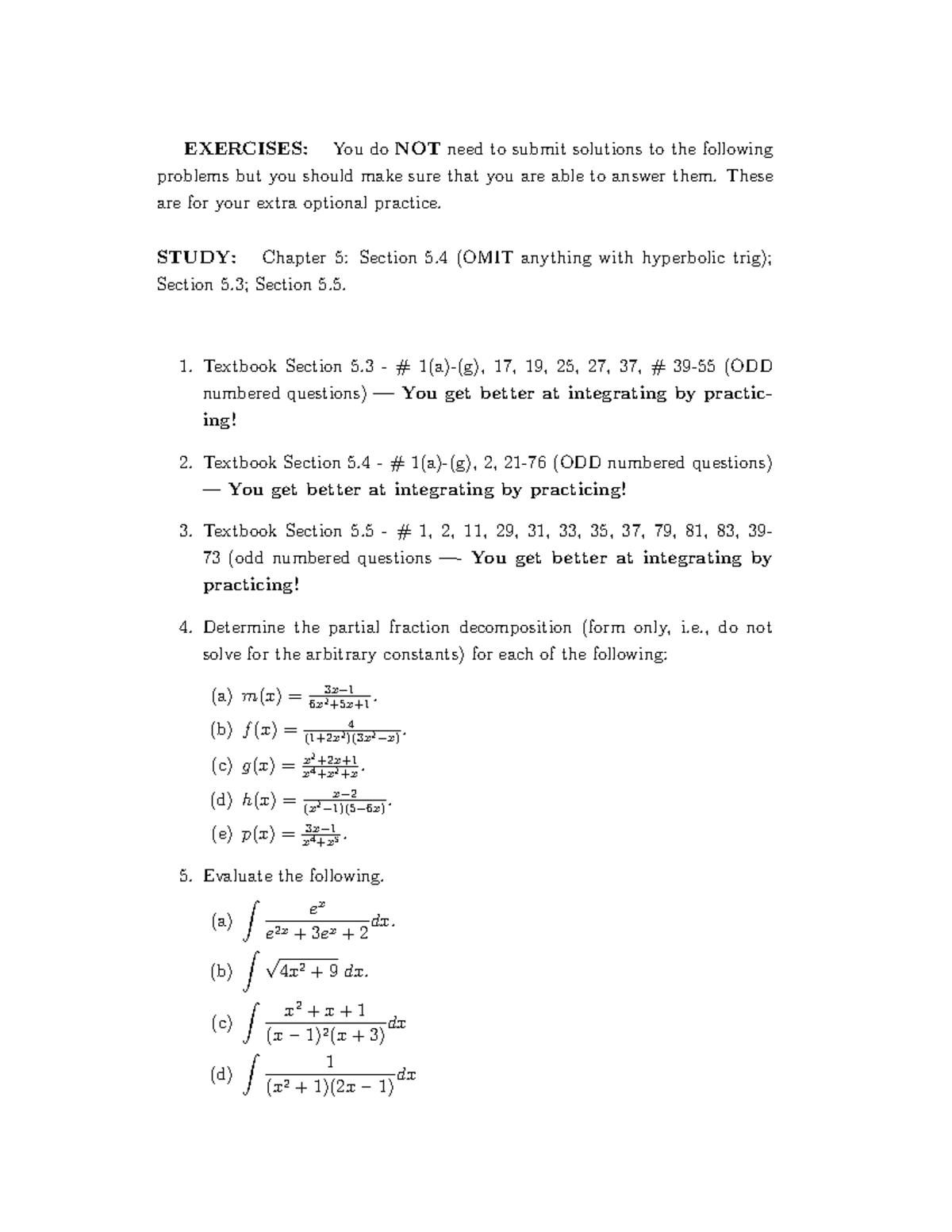 Extra Exercises (A6) - Nothinh - EXERCISES: You do NOT need to submit ...