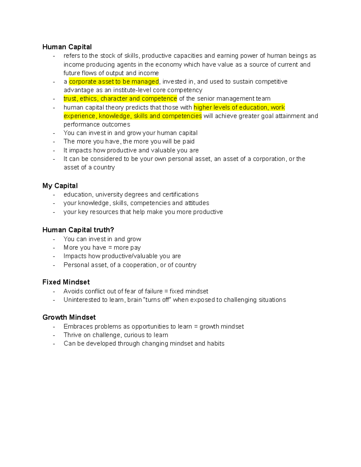 Week 4 Module - Human Capital - refers to the stock of skills ...