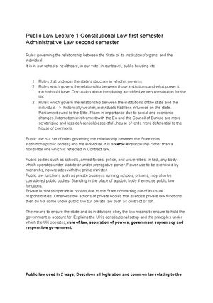 Public Law Notes - Public Law Public Law: This is the law which ...