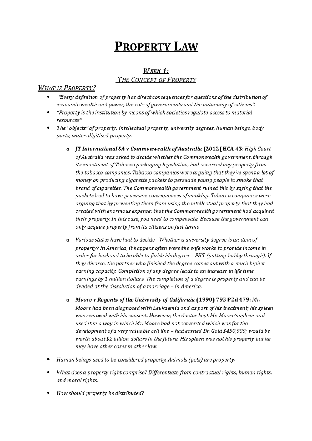 Property-Law-Notes - final exam notes - PROPERTY LAW WHAT IS PROPERTY ...
