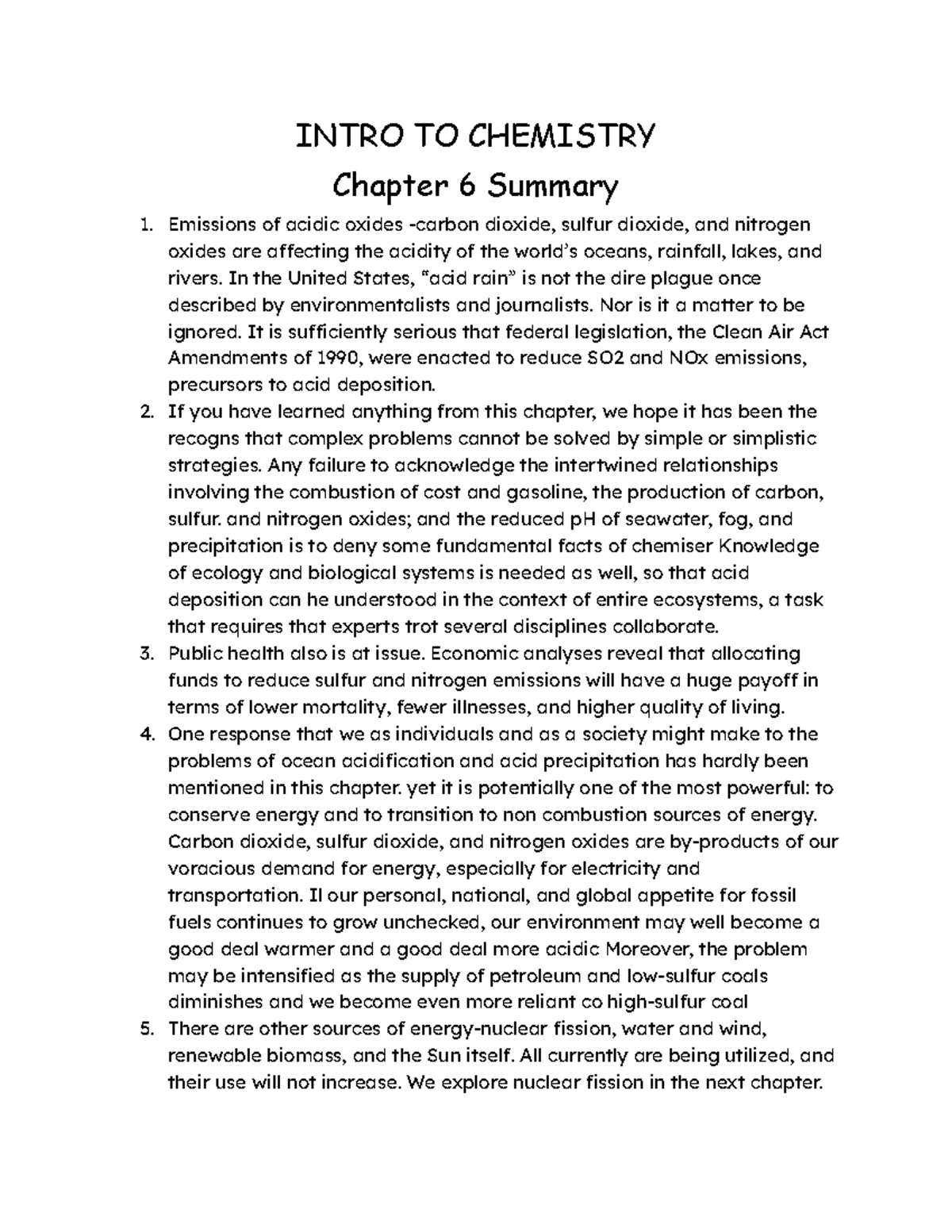Intro to Chemistry - chapter 6 book Summary - INTRO TO CHEMISTRY ...