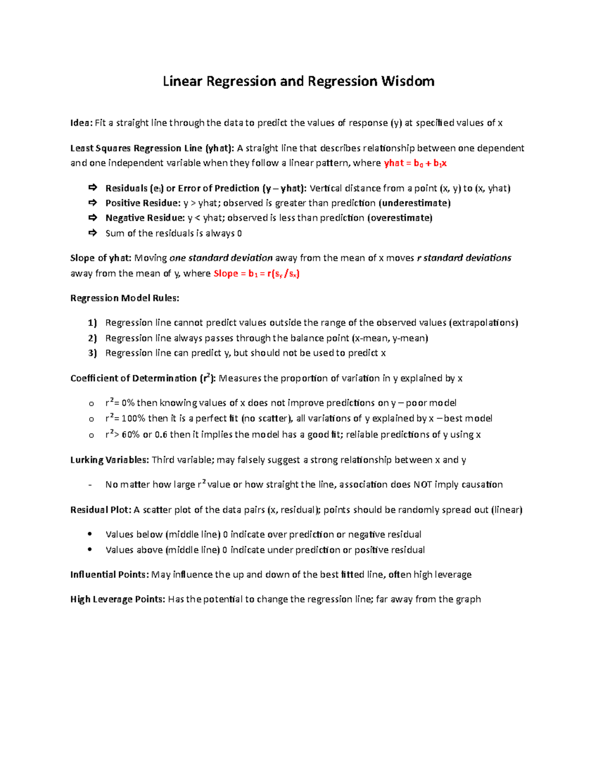 Part 4 - Summary Statistics 141/151 - Linear Regression and Regression Wisdom Idea: Fit a ...