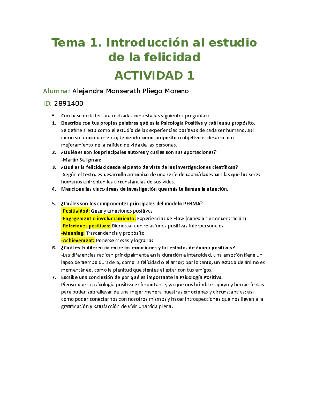 Tema 1 Principios de Bienestar y Felicidad - Tema 1. Introducción al ...