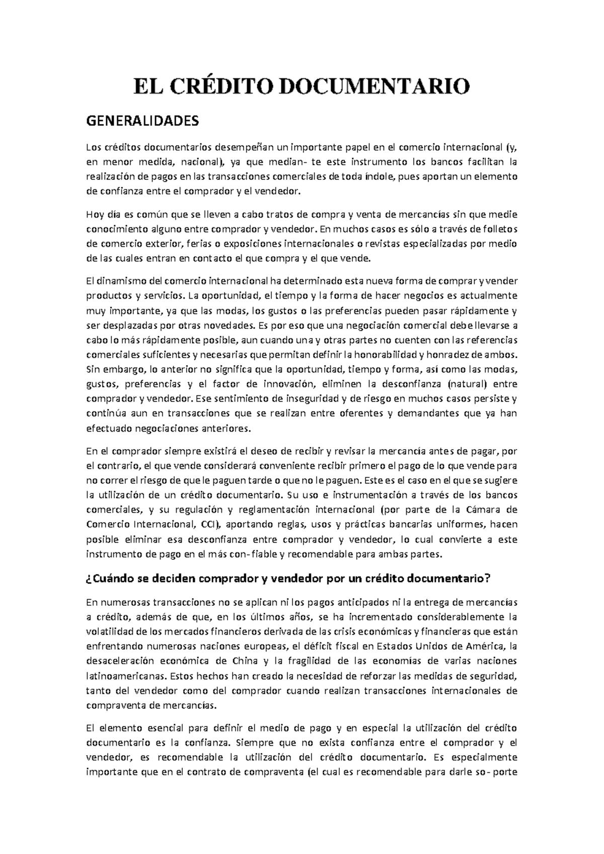 EL CRÉDITO Documentario 2 - EL CRÉDITO DOCUMENTARIO GENERALIDADES Los ...