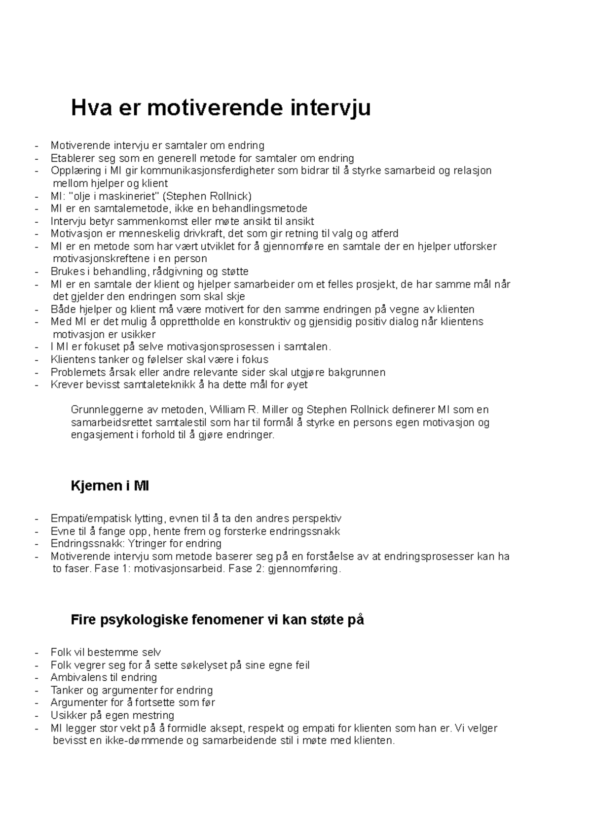 Motiverende intervju (MI) - Hva er motiverende intervju Motiverende ...