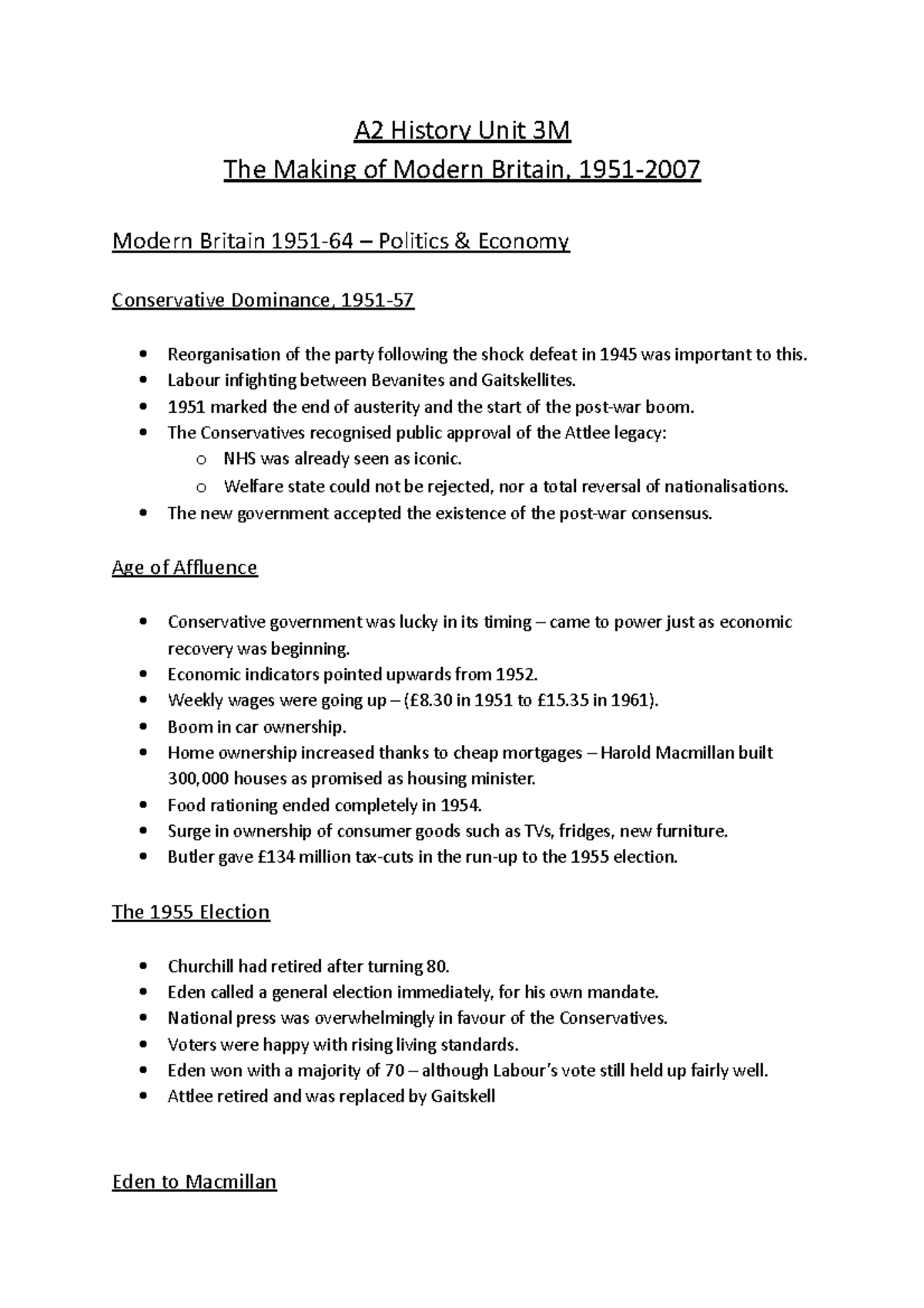 Full Modern Britain Notes - A2 History Unit 3M The Making of Modern ...