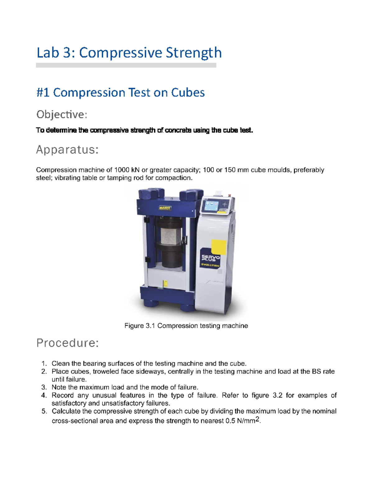 Lab 3 Compressive Strength - Lab 3: Compressive Strength #1 Compression ...