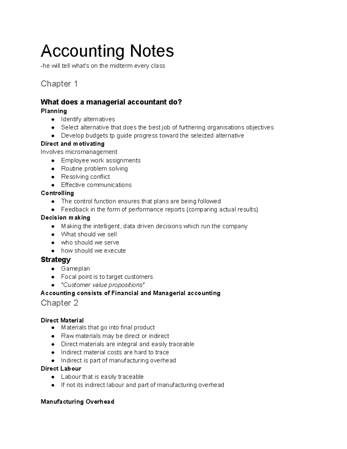 ACCT Notes - Accounting Notes -he will tell what's on the midterm every ...