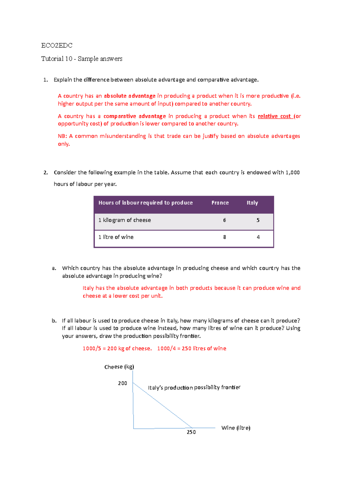 Tutorial 10 ans - ECO2EDC Tutorial 10 - Sample answers Explain the ...