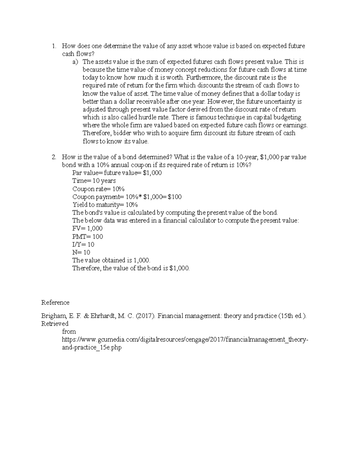 Chapter 5 Group Project - How does one determine the value of any asset whose value is based on ...
