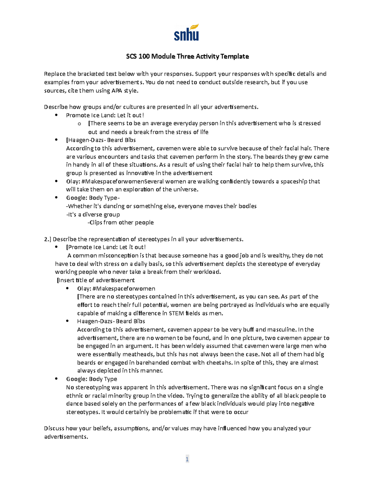 Assignment 3 - SCS 100 Module Three Activity Template Replace the ...