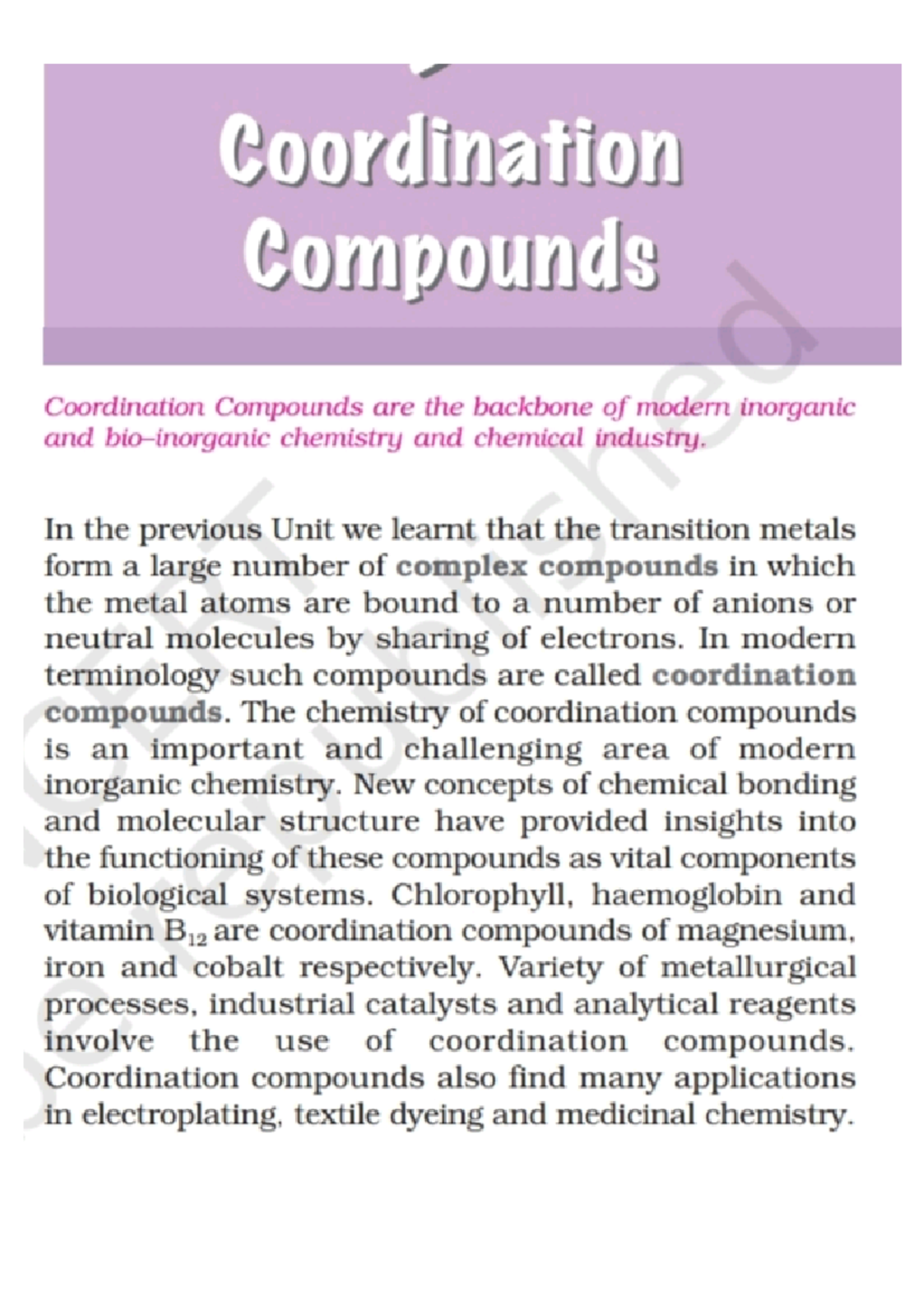 1st yr Biochem notes for C1 - Coordination Compounds Coordination ...