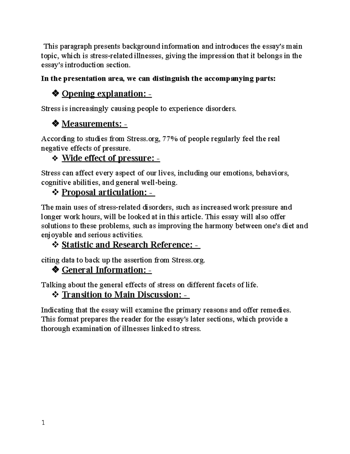 Expository writing Assignment No - This paragraph presents background ...