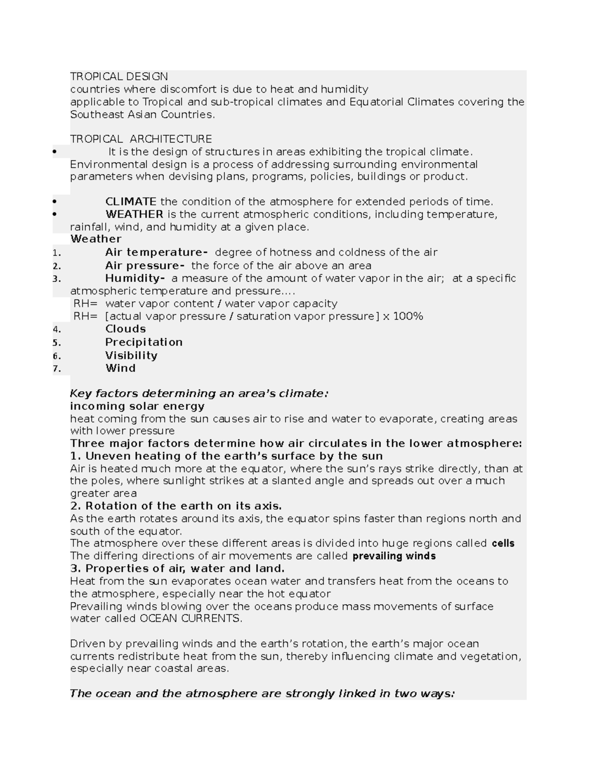 Lecture Notes - Tropical Architecture - TROPICAL DESIGN countries where ...