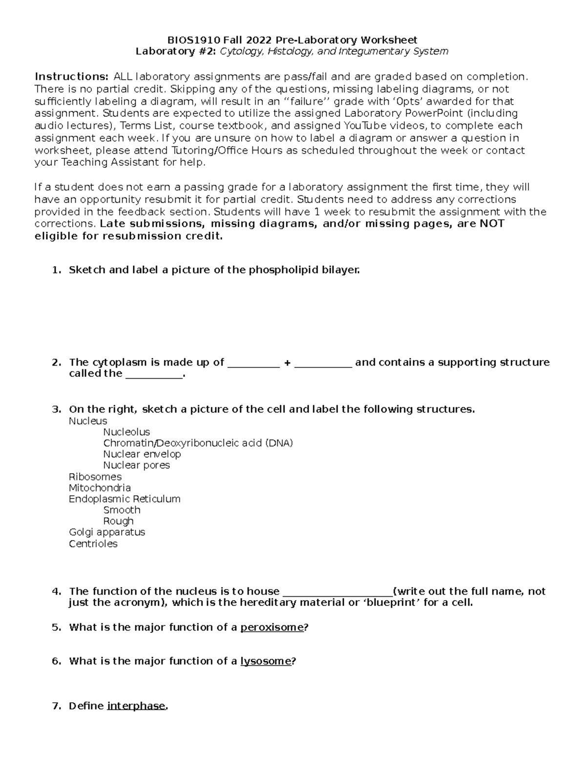 BIOS1910 Laboratory #2 Pre-Laboratory Worksheets (F22) - BIOS1910 Fall ...