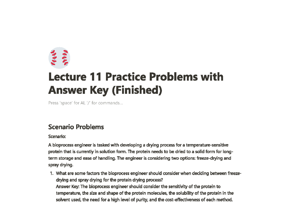 CHBE 221 Lecture 11 Answer Key Practice Problems - CHBE 221 - Studocu