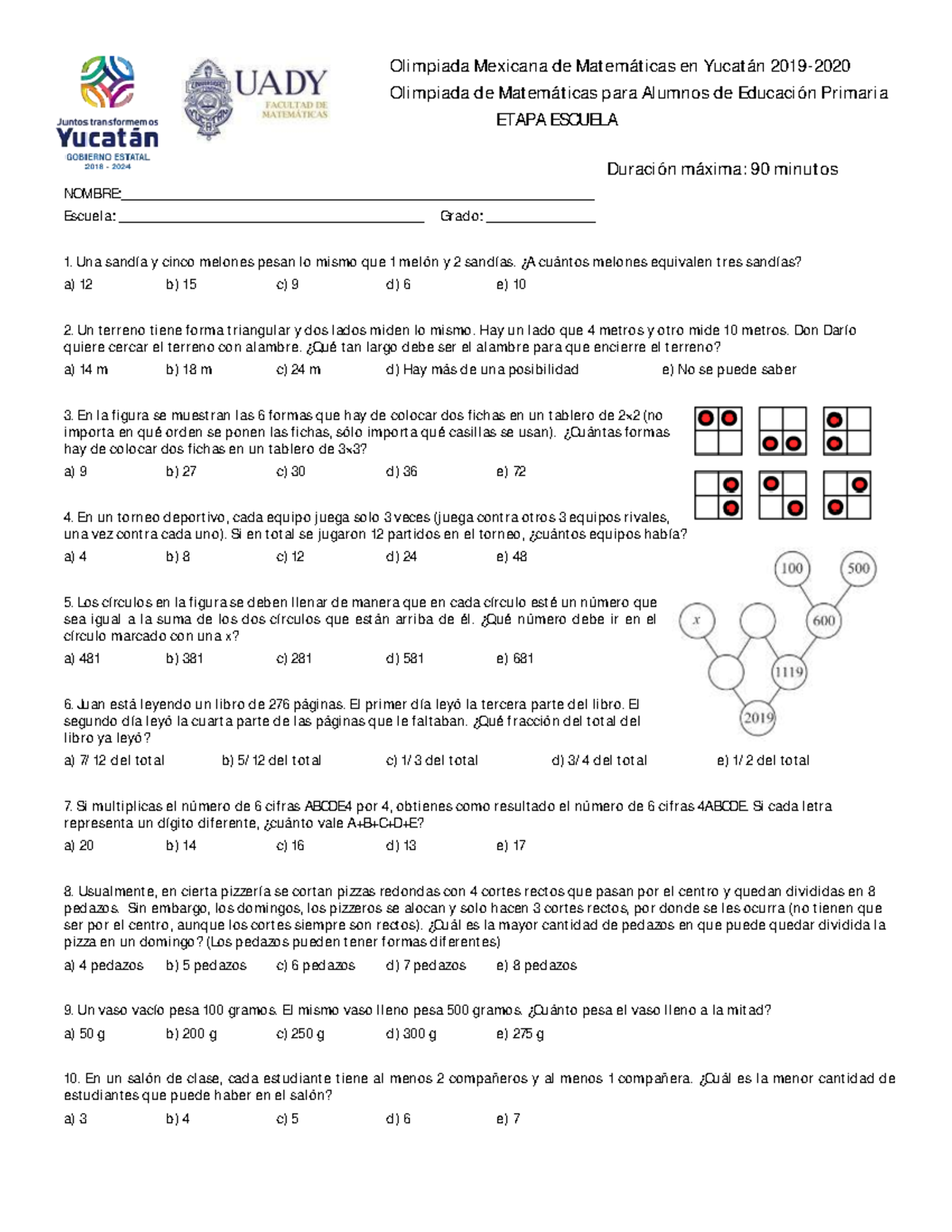 Ejercicios Matematicas - Olimpiada Mexicana de Matemáticas en Yucatán ...