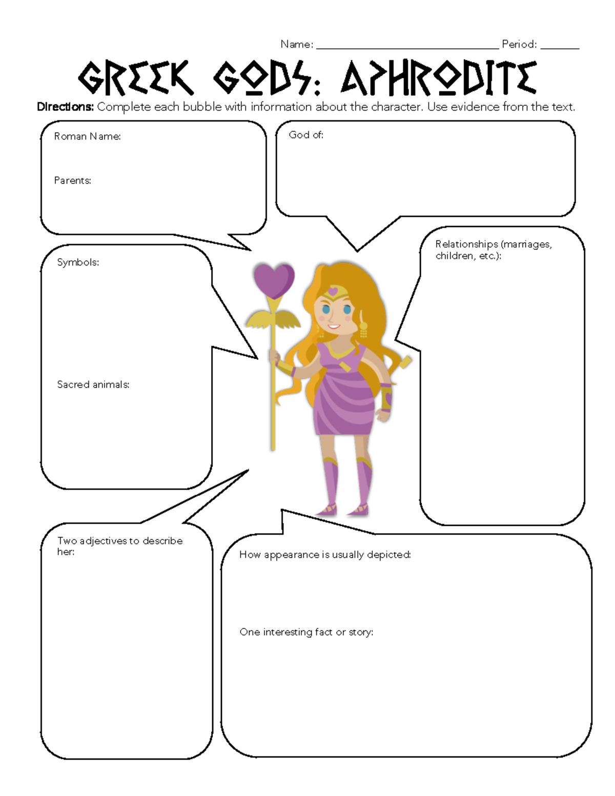 Ethan Wadman - Greek Mythology Research Activity Charts Worksheets-1 ...