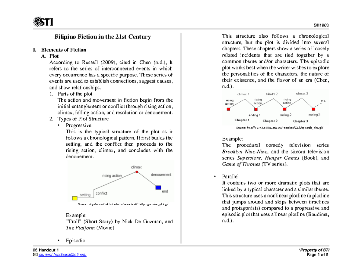 G11-06 Handout 1 - 06 Handout 1 *Property of STI Filipino Fiction in ...