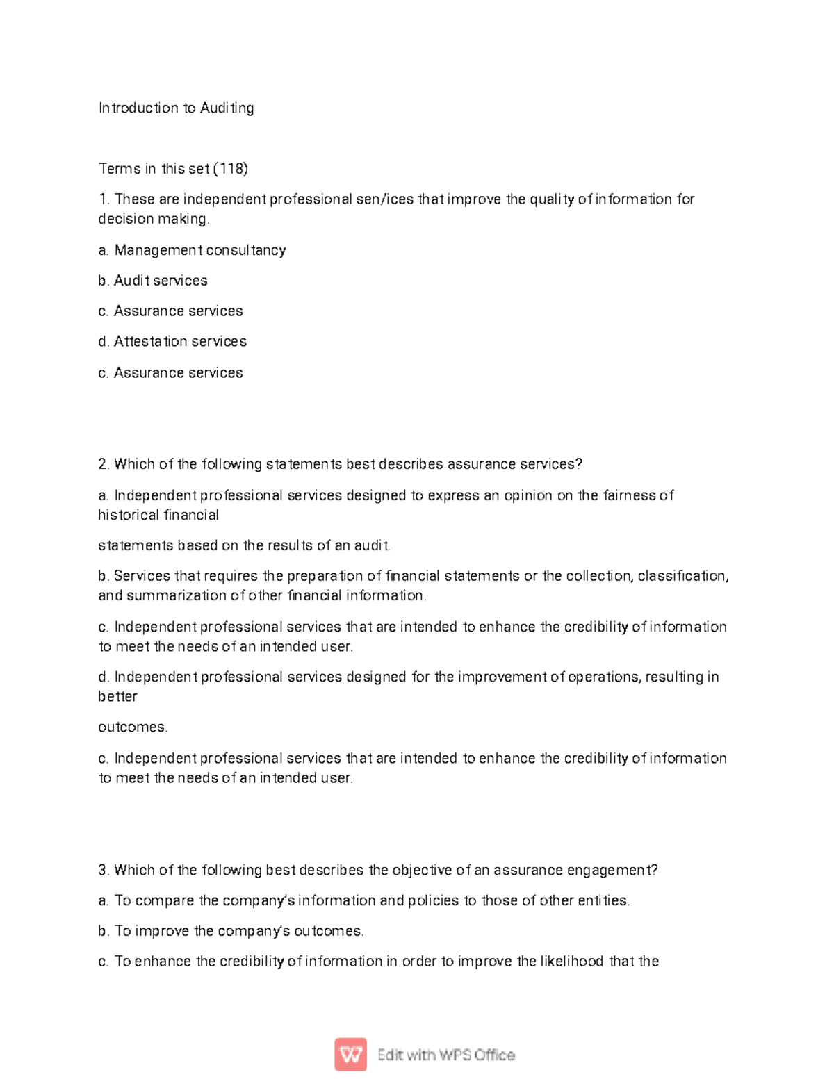 Auditing Practice Materials - Introduction to Auditing Terms in this ...