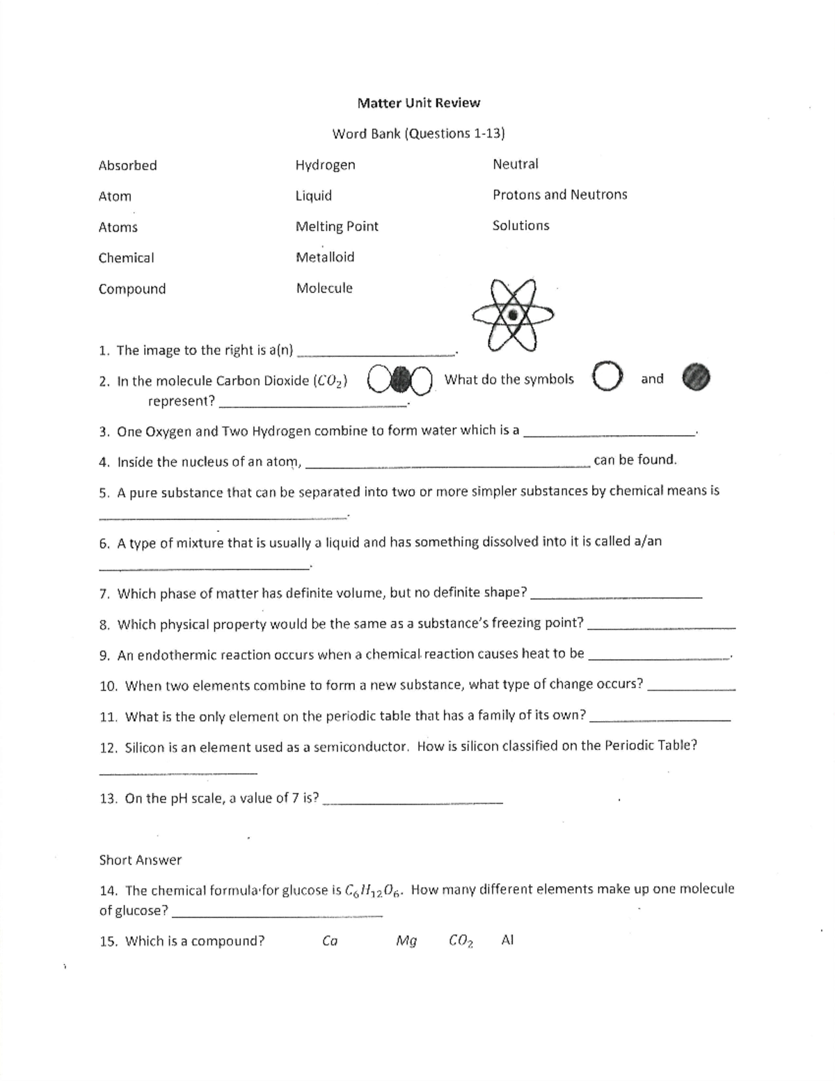 Unit 3 Matter Review - COMM 1110 - Studocu