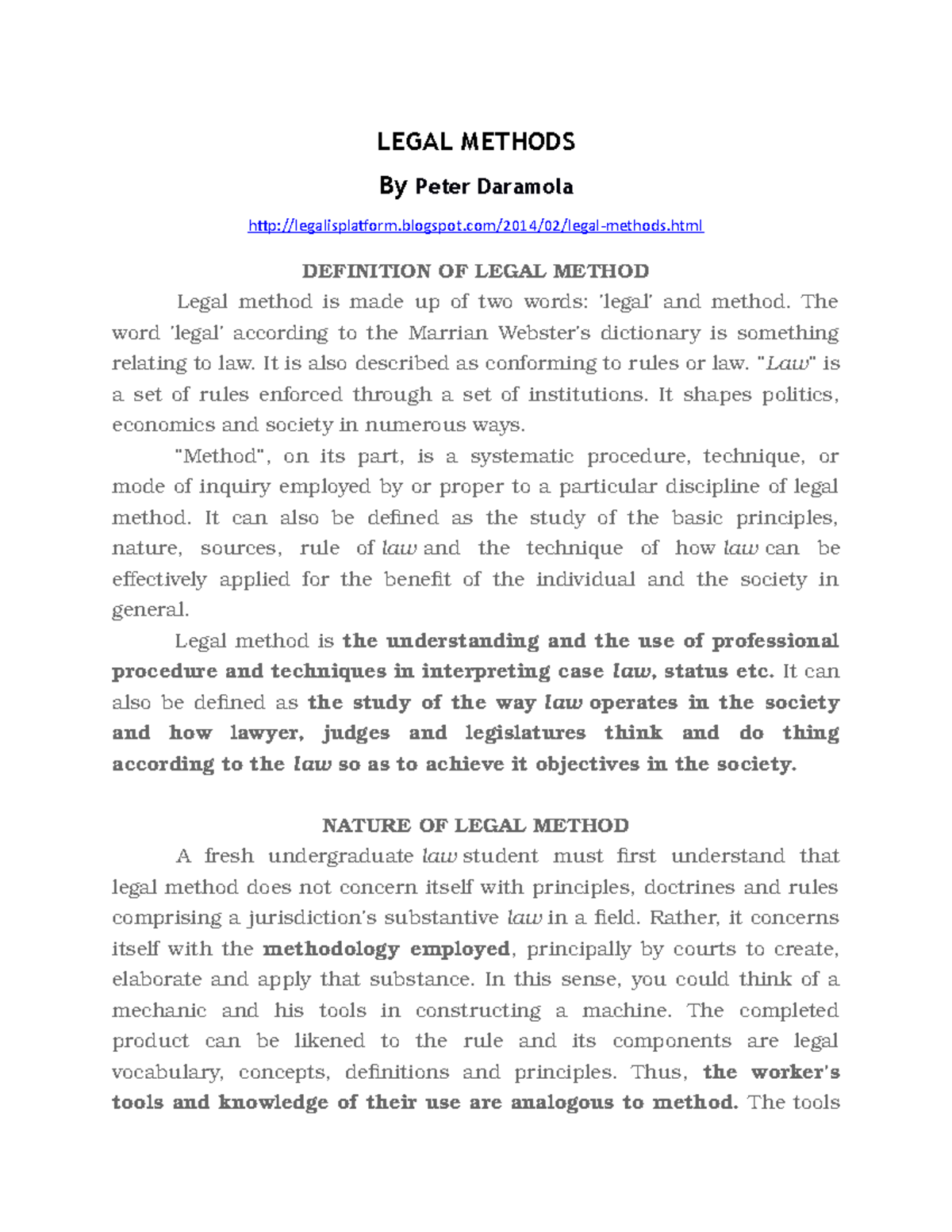 Legal Method - AN Introductory Reading - LEGAL METHODS By Peter ...