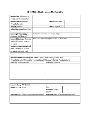 ED 350 Fijian Studies Lesson Plan Template - ED 350 Lesson Plan ...