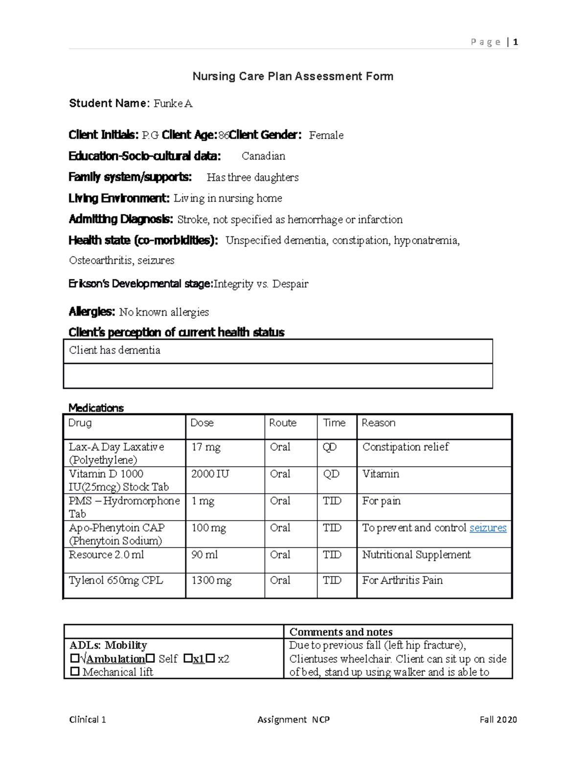 Nursing Care Plan Assignment - Mental Health Nursing - Unilag - Studocu