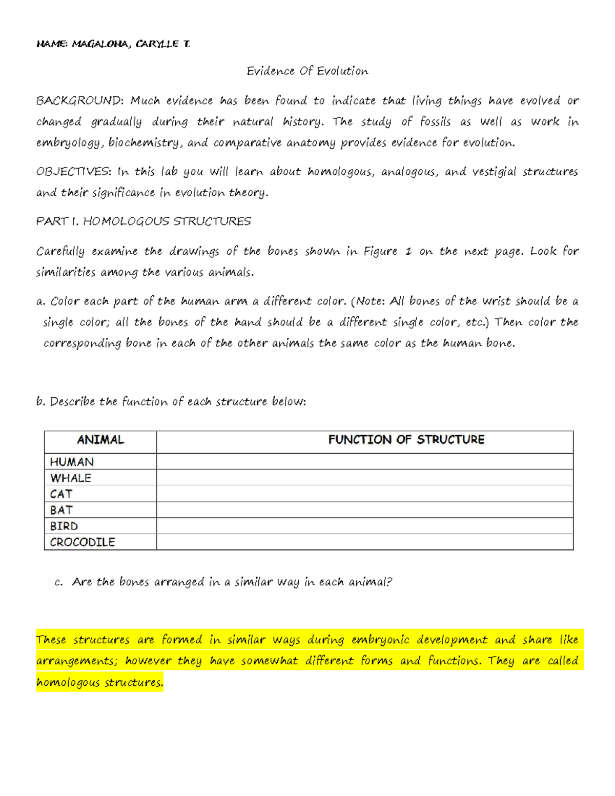 Activity Evidence Of Evolution - Evidence Of Evolution BACKGROUND: Much ...