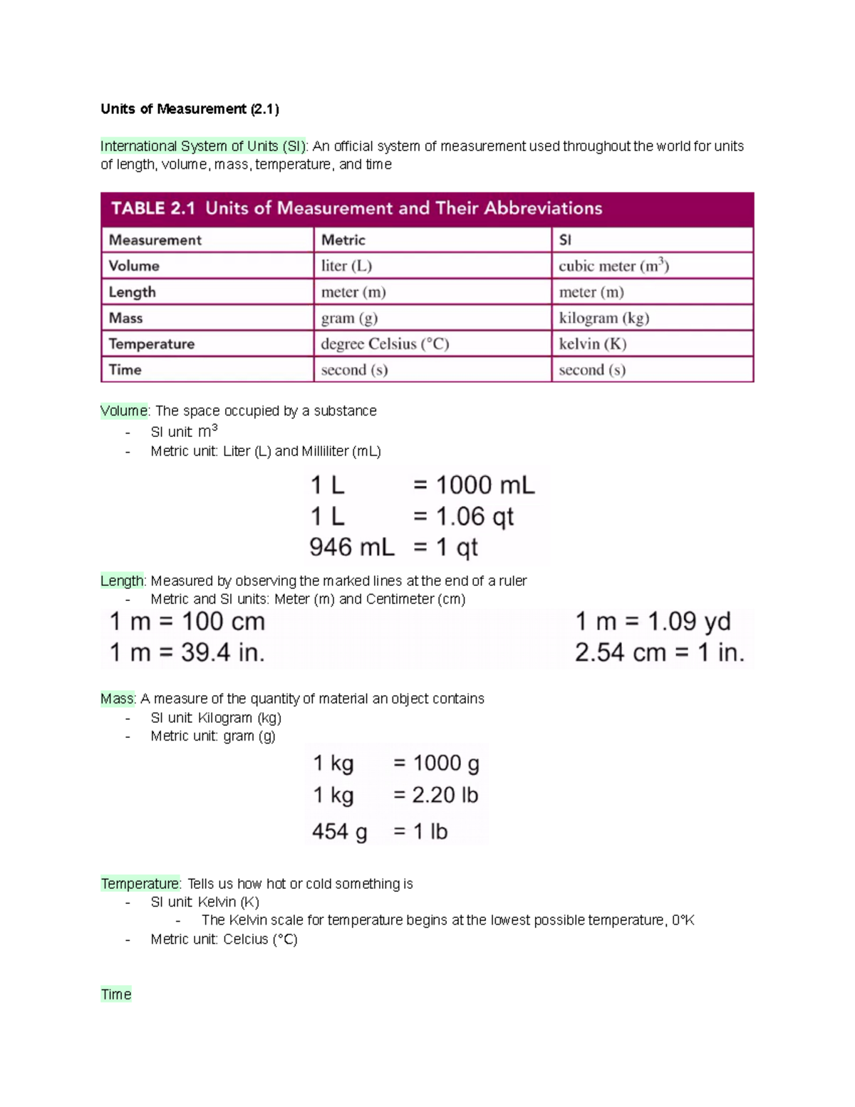 Chapters 2,3,4,6,7,12,13 - Units of Measurement (2) International ...