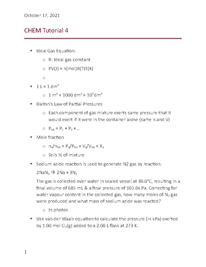 CHEM Tutorial 6 - Tut 6 - CHEM Tutorial 6 Lewis theory Bond ...