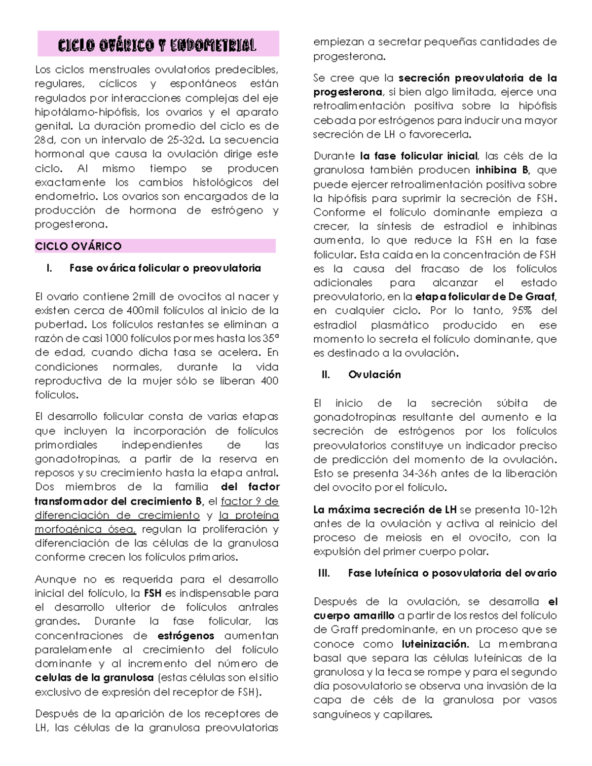 Clase 8. Ciclo Ovárico y Endometrial - Los ciclos menstruales ...