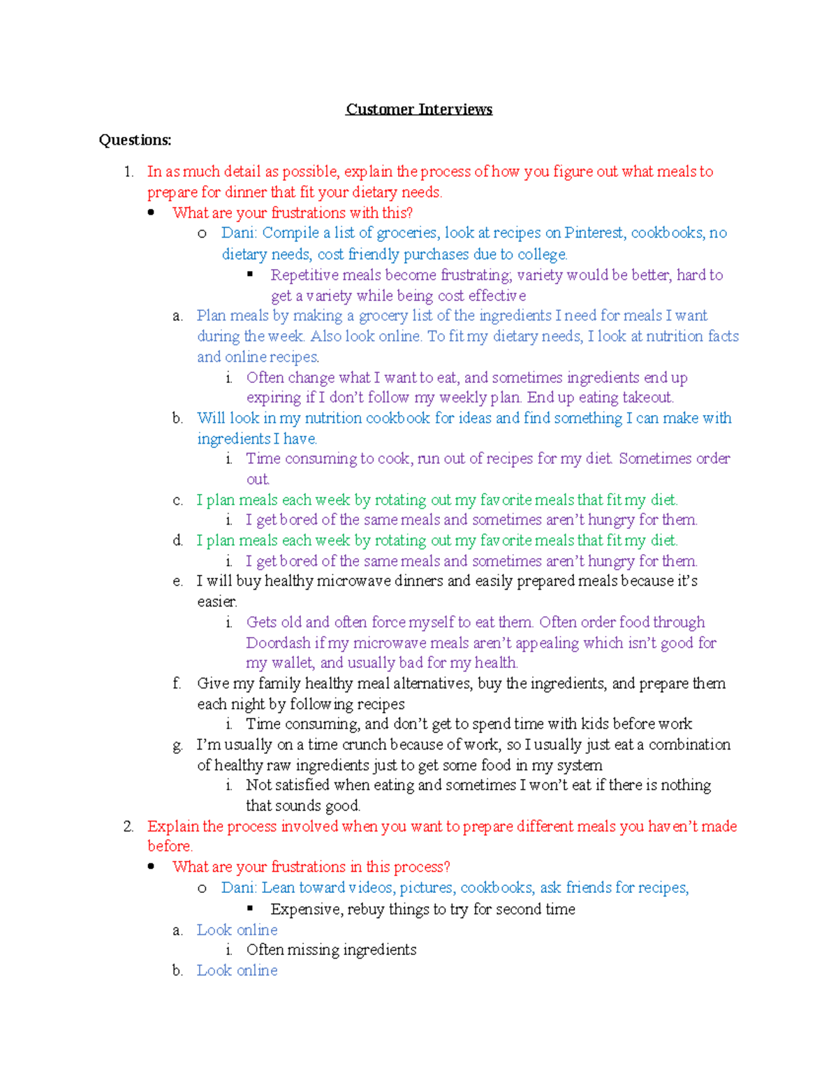Customer Interviews - Outline - Customer Interviews Questions: In as ...
