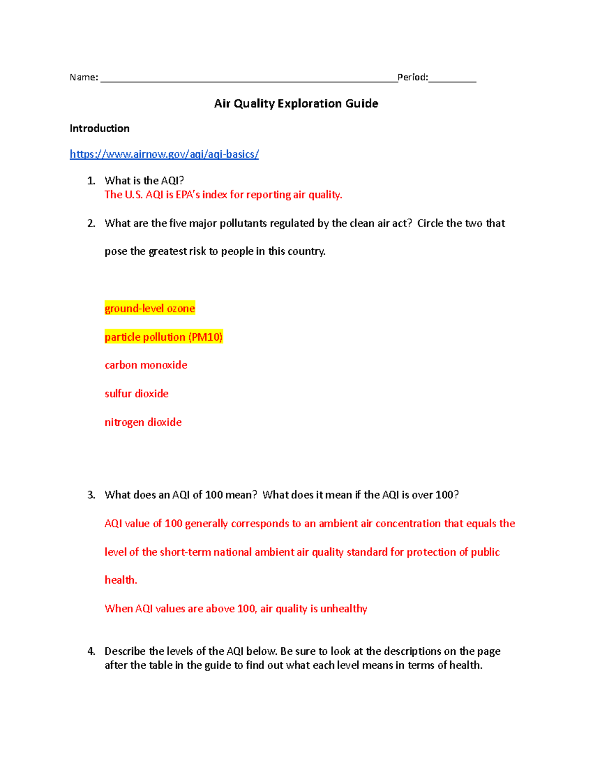Kamiah Belvin - air quality webquest APES - Name: - Studocu