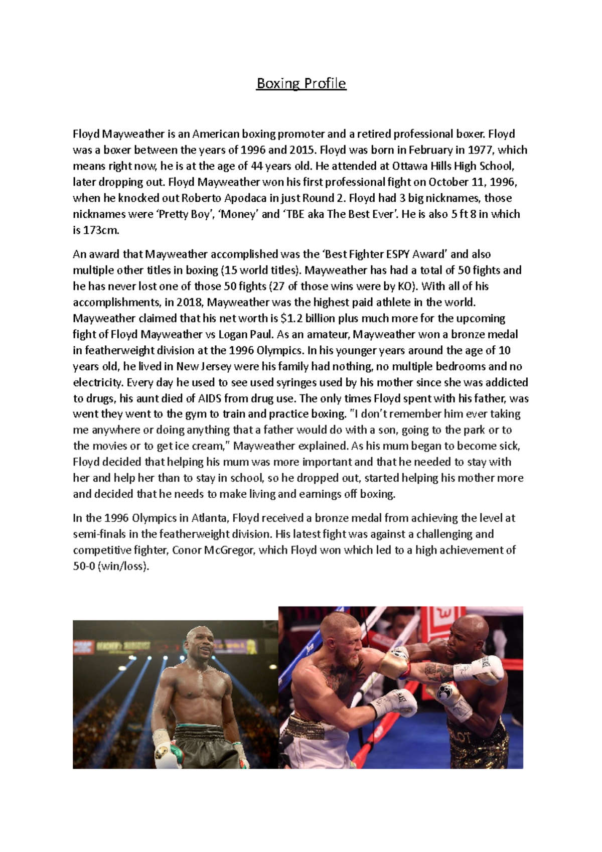 Ayden Sullivan Boxing Profile - Boxing Profile Floyd Mayweather is an ...