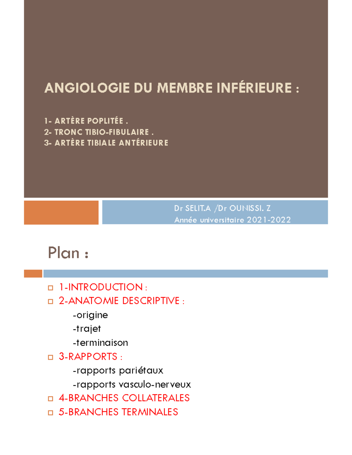 Artère poplitée - ANGIOLOGIE DU MEMBRE INFÉRIEURE : 1- ARTÈRE POPLITÉE ...