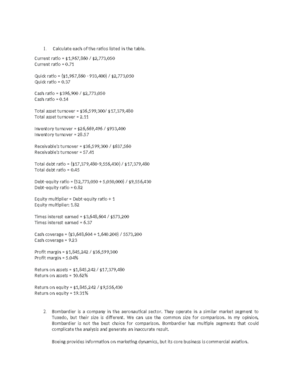 Ratios Practice 1 - Calculate each of the ratios listed in the table ...