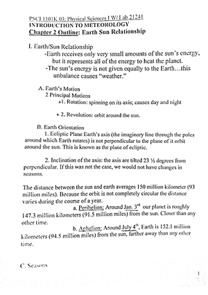 Meteorology Ch1 Outline - PSCI 1101 - Studocu