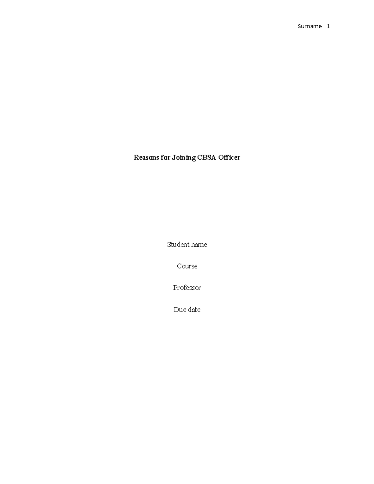 CBSA Joining - letter - Reasons for Joining CBSA Officer Student name ...