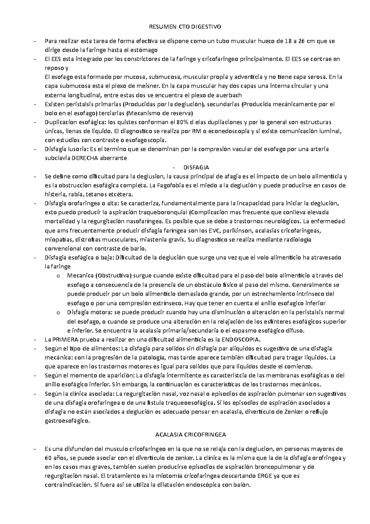Resumen CTO Digestivo - RESUMEN CTO DIGESTIVO Para realizar esta tarea ...
