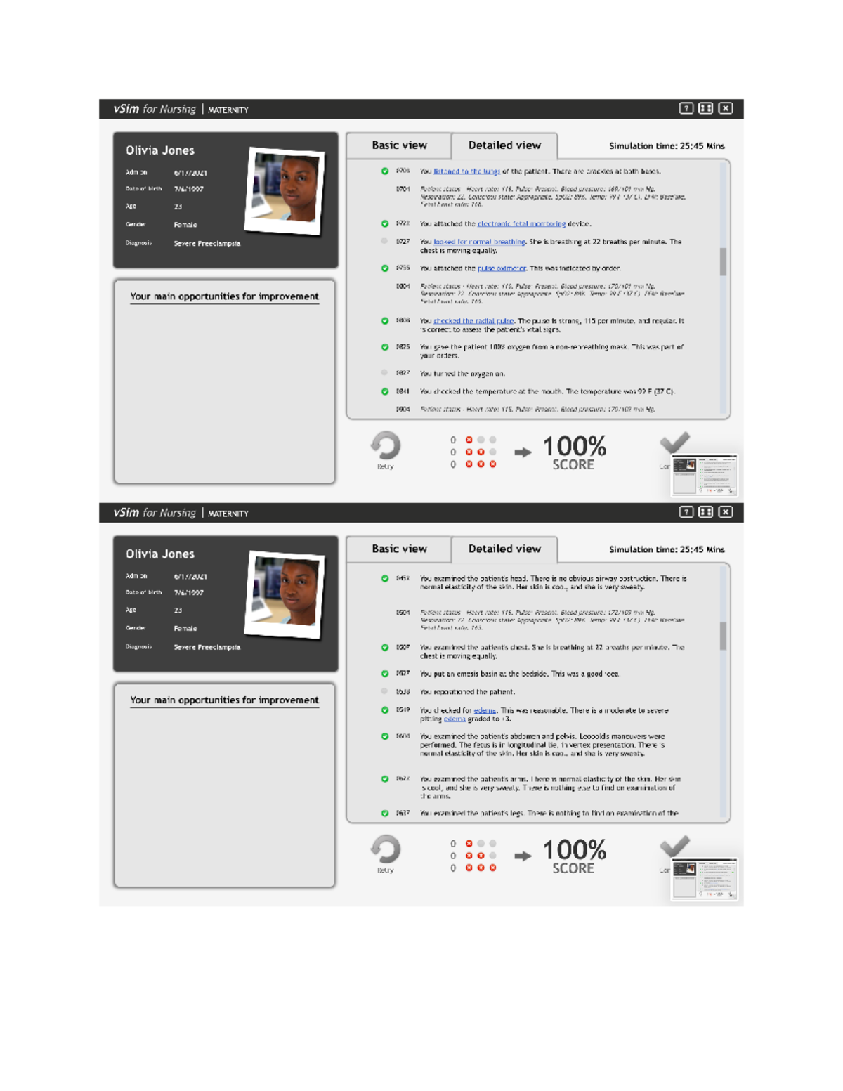 Olivia Jones - 2Feed Backlog - Complex - vSim for Nursing MATERNITY BE ...