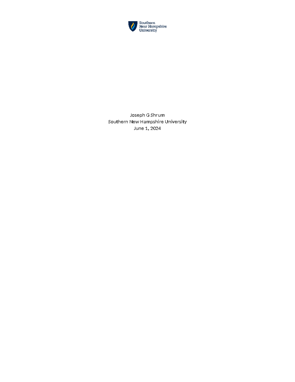 Midterm Examination - Joseph G Shrum Southern New Hampshire University ...