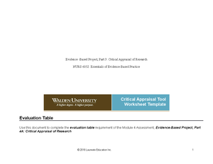 NURS 6052- Wk 3 Asignment - Identifying Research Methodologies Walden University Essentials of ...