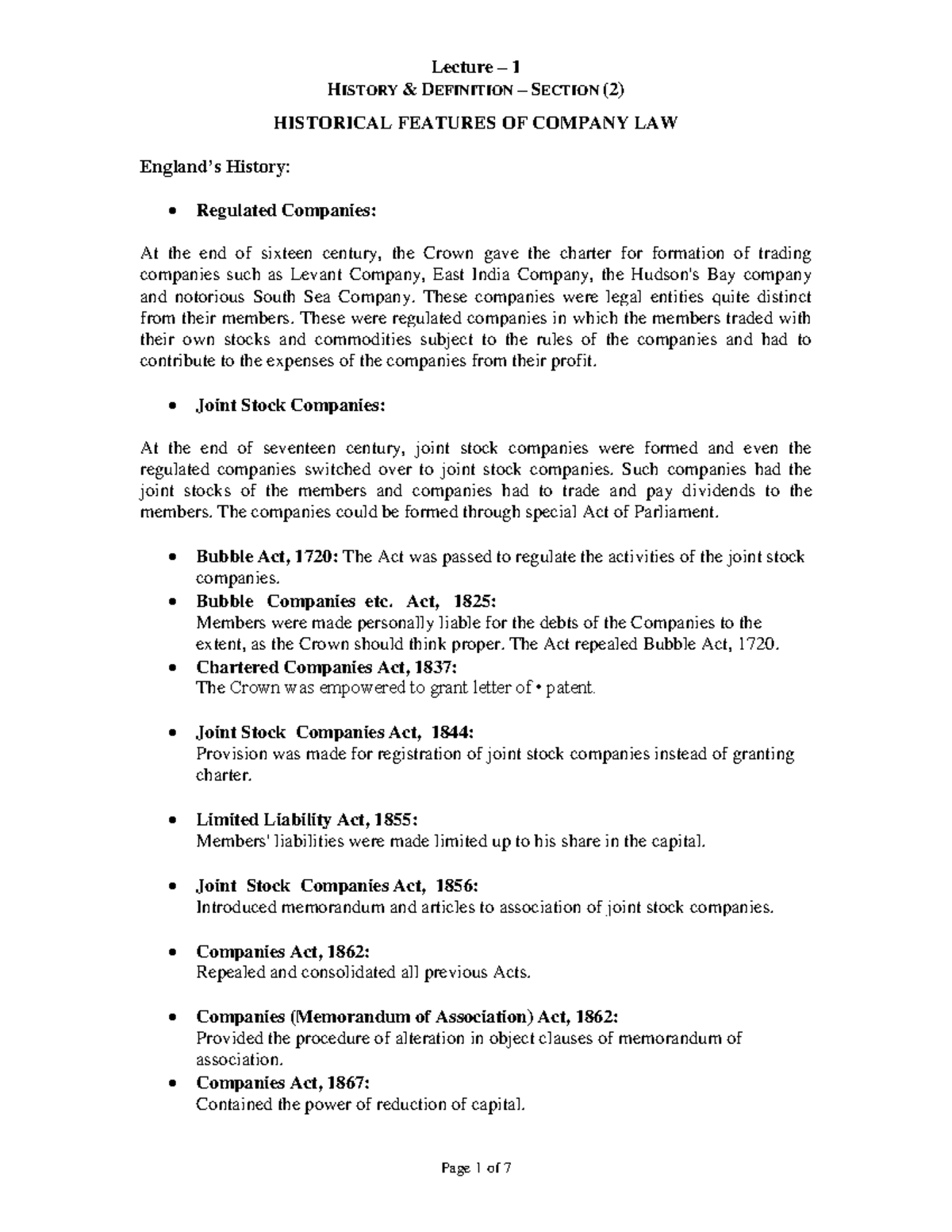 Lecture - 1 - History & Section 2 - HISTORY & DEFINITION – SECTION (2 ...