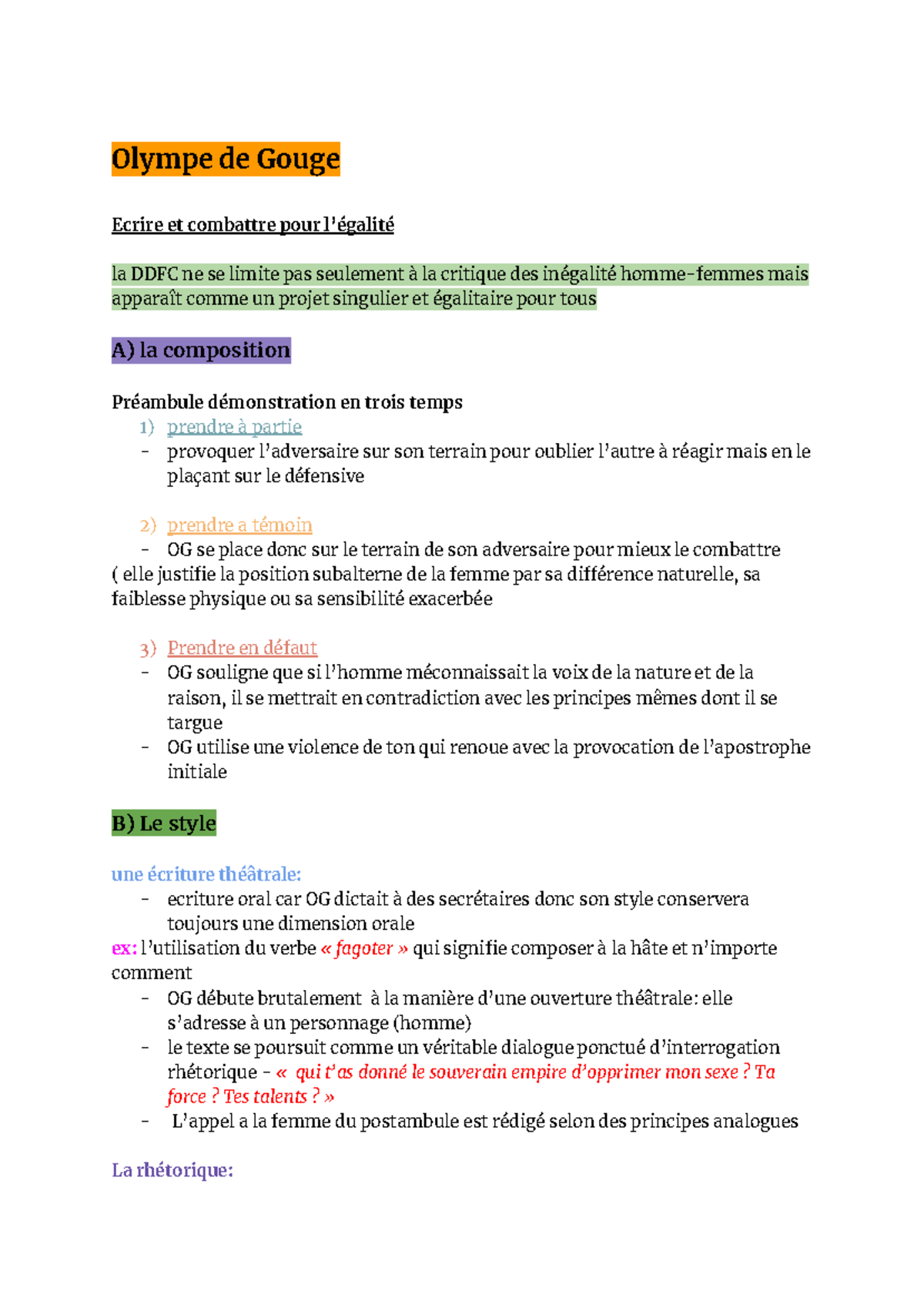 Olympe de gouge dissertation - Olympe de Gouge Ecrire et combattre pour l’égalité la DDFC ne se ...